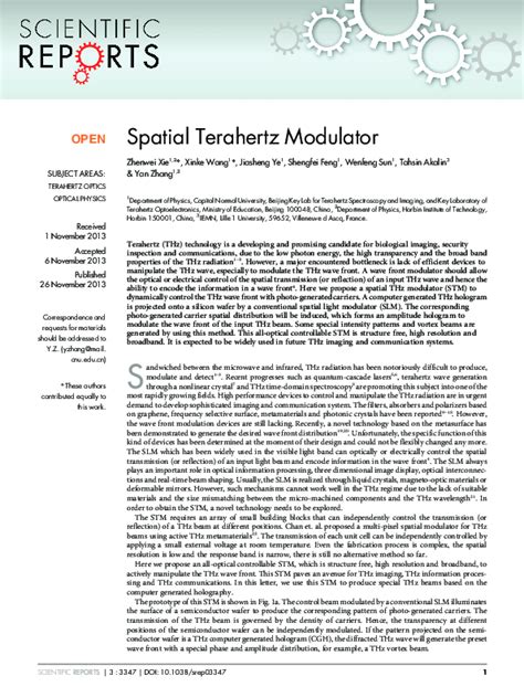 Pdf Spatial Terahertz Modulator