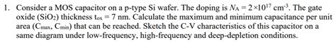 Solved Consider A Mos Capacitor On A P Type Si Wafer The Doping Is Na