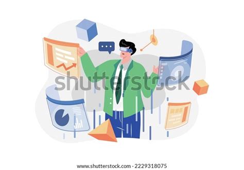 Business People Doing Analysis Using Vr Stock Vector Royalty Free