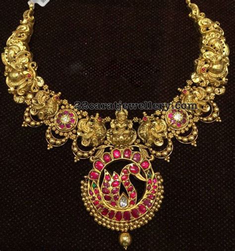 Peacock Antique Lakshmi Choker Jewellery Designs