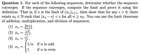 Solved Question For Each Of The Following Sequences Chegg