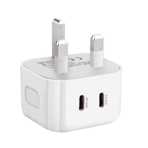 40w Uk Plug Dual Pd Fast Charging Charger 40w Dual Type C Fast Charging
