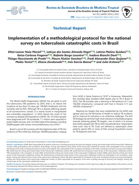 Pdf Implementation Of A Methodological Protocol For The National Survey On Tuberculosis
