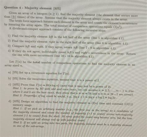 Solved Question 4 Majority Element 30 Given An Array Of
