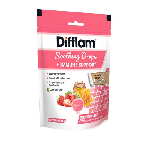 Difflam Soothing Drops Immune Support Strawberry Difflam