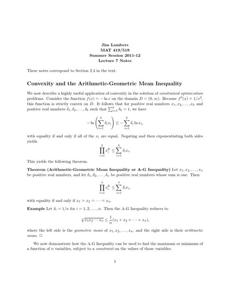 chap2 lec4 convexity and the arithmetic geometric mean inequality pdf