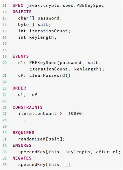 Crysl Rule For Javaxcryptospecpbekeyspec Figure Borrowed From 8