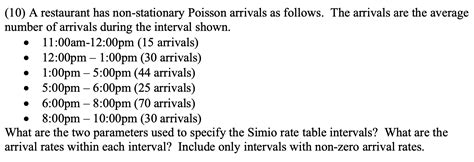 Solved A Restaurant Has Non Stationary Poisson Arrivals Chegg