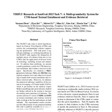 Thifly Research At Semeval 2023 Task 7 A Multi Granularity System For Ctr Based Textual
