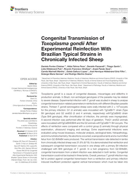 Pdf Congenital Transmission Of Toxoplasma Gondii After Experimental