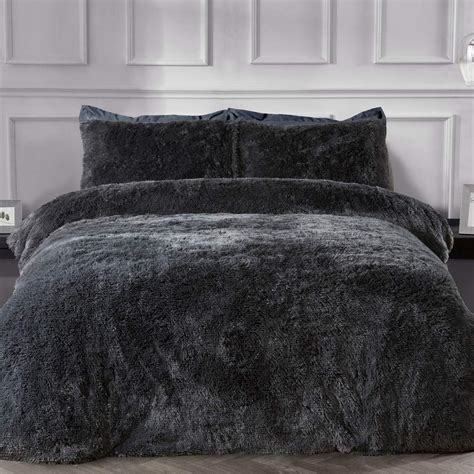 Sleepdown Fleece Luxury Long Pile Faux Fur Charcoal Grey Super Soft