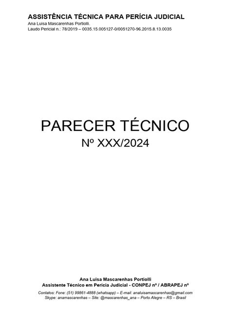 Modelo De Parecer Técnico Pdf Publicações Acadêmicas