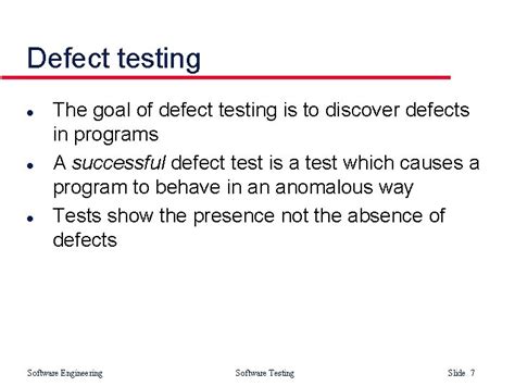 Software Engineering Software Testing Slide Defect Testing