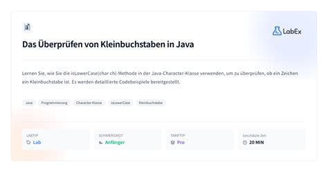 java programmier tutorials methoden der character klasse labex