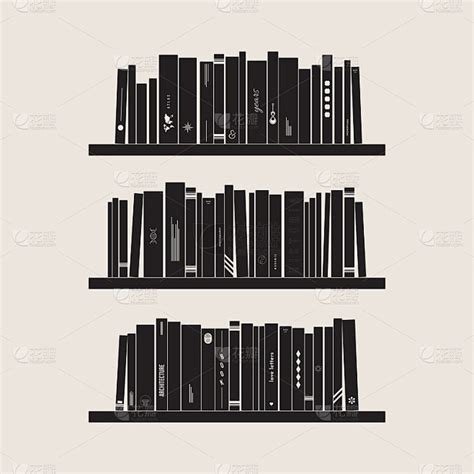 书和书架，黑白的