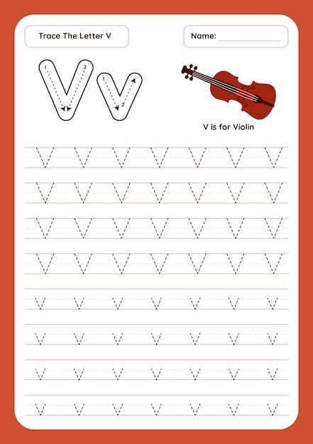 Hoja De Trabajo De Práctica De Escritura Para Trazar La Letra V