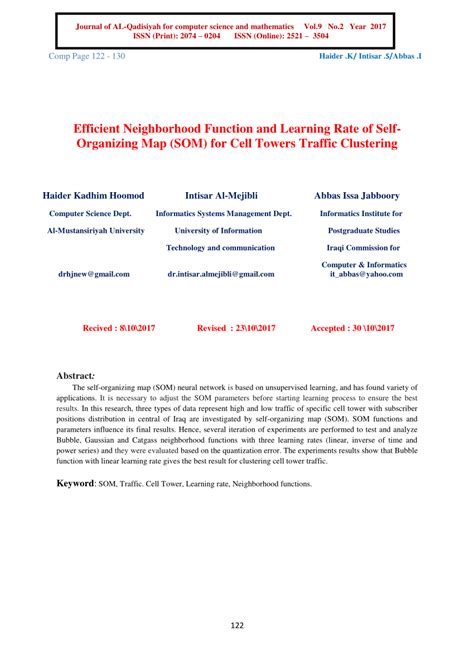 Pdf Efficient Neighborhood Function And Learning Rate Of Self