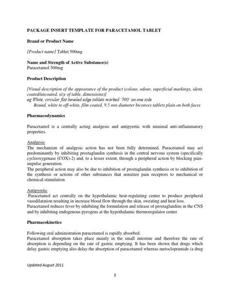 Paracetamol Tablet Pdf Analgesic Dose Biochemistry