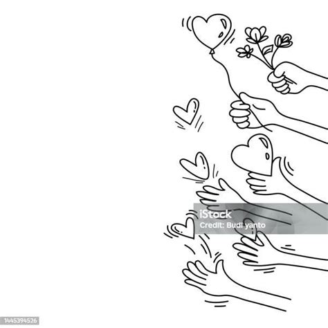 손을 들어 올렸다 손뼉 자선과 기부의 개념 사람들에게 사랑을 전하고 나누십시오 낙서 패턴에 대한 스톡 벡터 아트 및 기타 이미지 낙서 패턴 공동체 Charitable