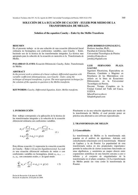 Dialnet Solucion De La Ecuacion De Cauchy Euler Por Medio De La Trans 4702000 Scientia Et
