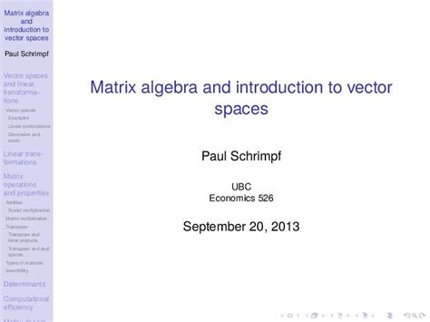 pdf matrix algebra and introduction to vector spaces · matrix algebra