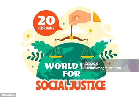 세계 사회 정의의 날 벡터 일러스트 레이 션 2 월 20 일 배경에 정의로운 관계와 불의 보호에 대 한 저울 또는 망치 Revolution에 대한 스톡 벡터 아트 및 기타