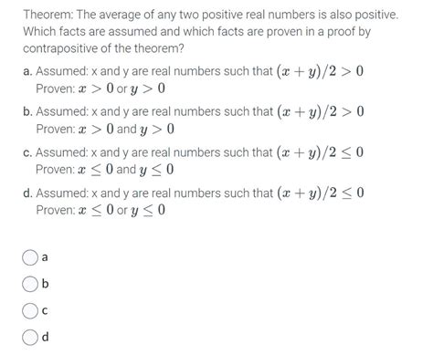 solved theorem the average of any two positive real numbers