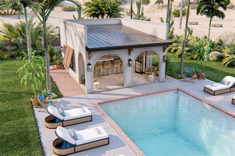 Wood And Stucco 355 Square Foot Poolhouse 623219dj Architectural