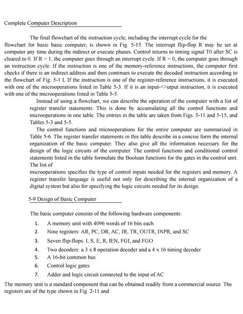 Complete Computer Description 5 15 The Interrupt Flip Flop R May Be Set At Computer Any Time