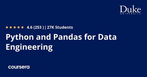 Python And Pandas For Data Engineering Coursera