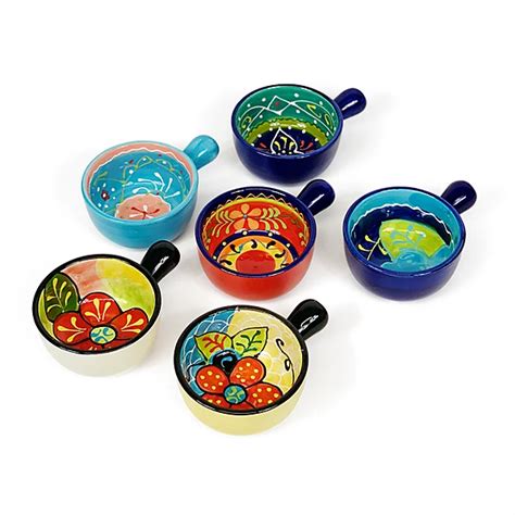Classic Spanish Hand Painted Kitchen Dining Set Of 6 Small Tapas Dishes