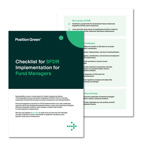 Checklist For Sfdr Implementation Position Green