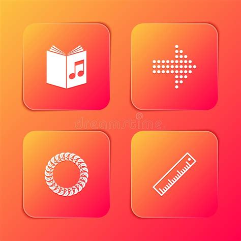 Set Audio Book Dots Arrow Laurel Wreath And Ruler Icon Vector Stock Vector Illustration Of