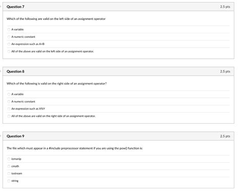 Solved Question 7 25 Pts Which Of The Following Are Valid