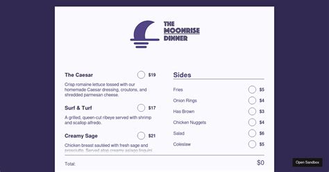 React Restaurant Menu Codesandbox