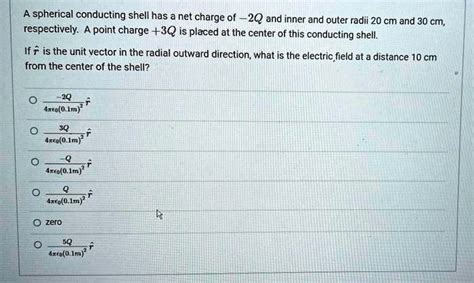 solved a spherical conducting shell has a net charge of 2q and inner