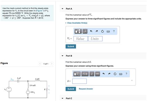 solved use the mesh current method to find the steady state