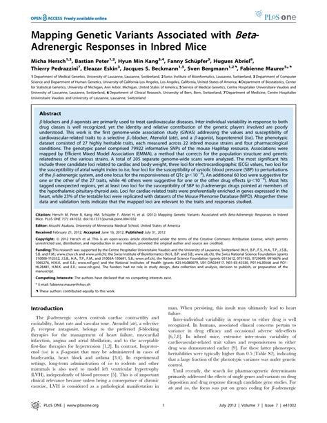 Pdf Mapping Genetic Variants Associated With Beta Adrenergic