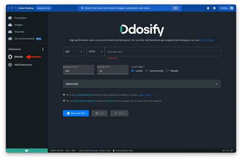 no code performance testing with the ddosify extension docker