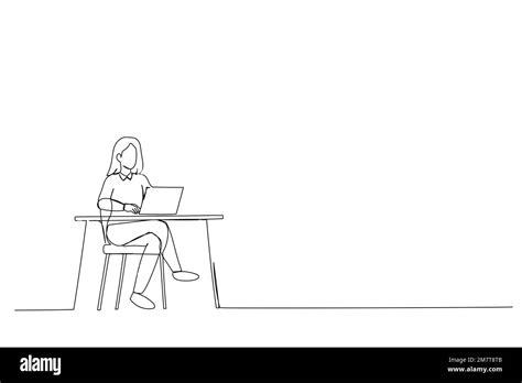 Illustration Of Young Woman Working With Laptop In Armchair Indoors
