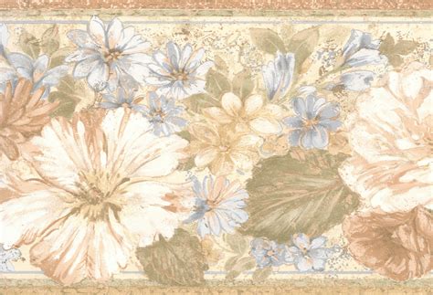 Dundee Deco Prepasted Wallpaper Border Floral Beige Lavender Brown