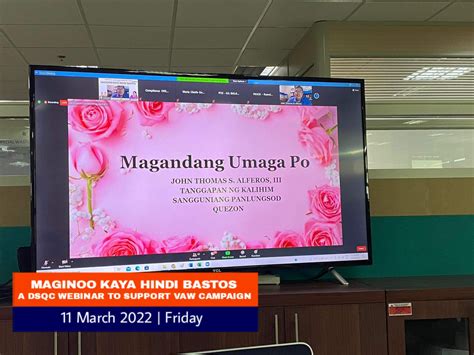 Ngayong araw ng biyernes, 11 March 2022, ang DSQC ay nagkaroon ng webinar bilang parte ng ating ...