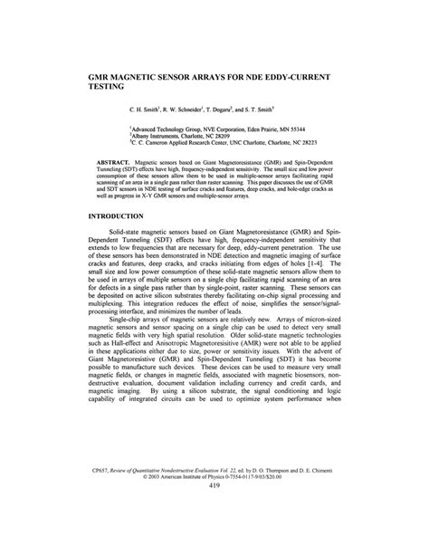 Pdf Gmr Magnetic Sensor Arrays For Nde Eddy Current Testing