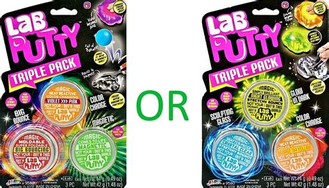 Lab Putty Assorted 3 Pack Sensory Stress Toys Glow Crystal