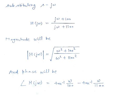 Solved You Could Use Matlab To Plot The Magnitude Hjw Vs W And