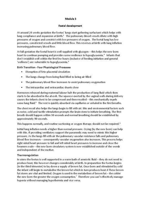 Module 3 Lecture Notes Module 3 Foetal Development At Around 24 Weeks Gestation The Foetus