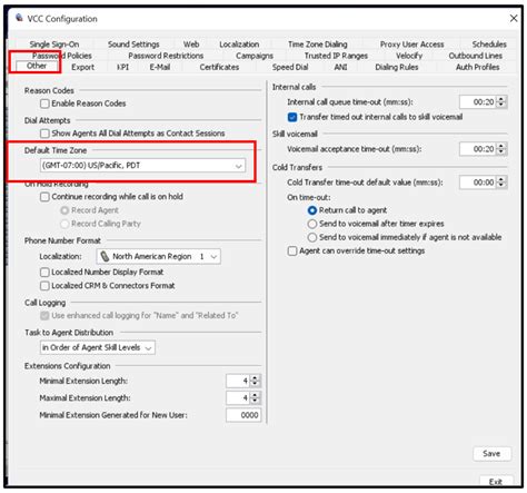 Administrator Defining The Time Zone Of A Domain In Vcc Configuration