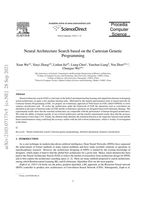 pdf neural architecture search based on cartesian genetic programming