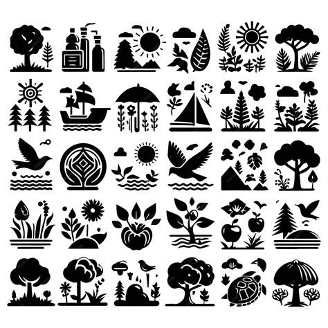 Icono De La Naturaleza Con Ilustración De Paquete De Mariposas Silueta