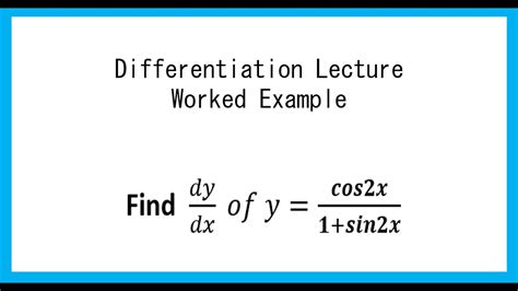 Differentiation Quotient Rule Exple 6 Trig Function Maths Youtube